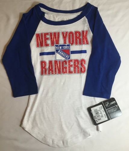 New York Rangers Team Logo Quarter Sleeve T-Shirt Girls X-Small (4/5 ...