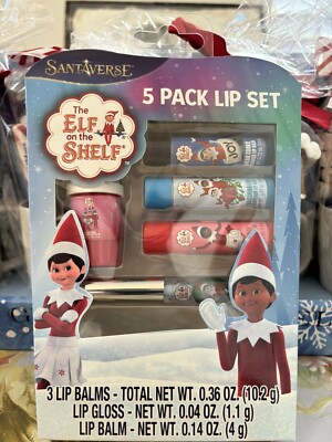 ELF ON THE SHELF Christmas 5 PACK FLAVORED LIP SET - 4 Lip Balms And 1 ...
