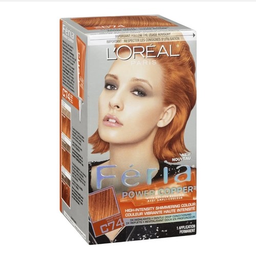 2x L'Oreal Paris Feria MultiFaceted Shimmer Hair Color C74 Copper Crave ...