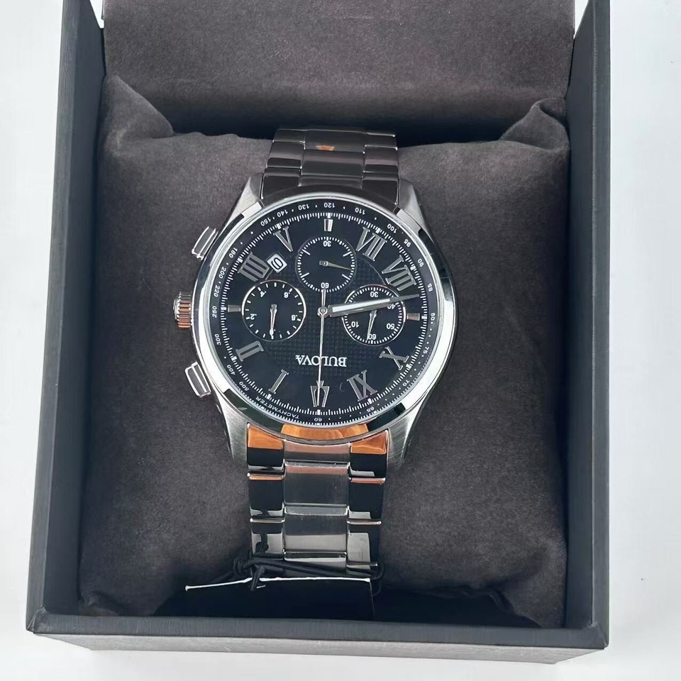 Bulova Classic 96B288 Men's Watch Black Dial Wilton Chronograph QuartzWatch 46mm | eBay