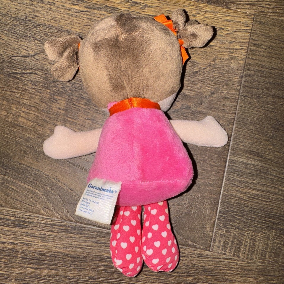 Garanimals Girl Doll Plush Rattle Brown Hair Pink Lovey Soft Baby Toy 7 ...