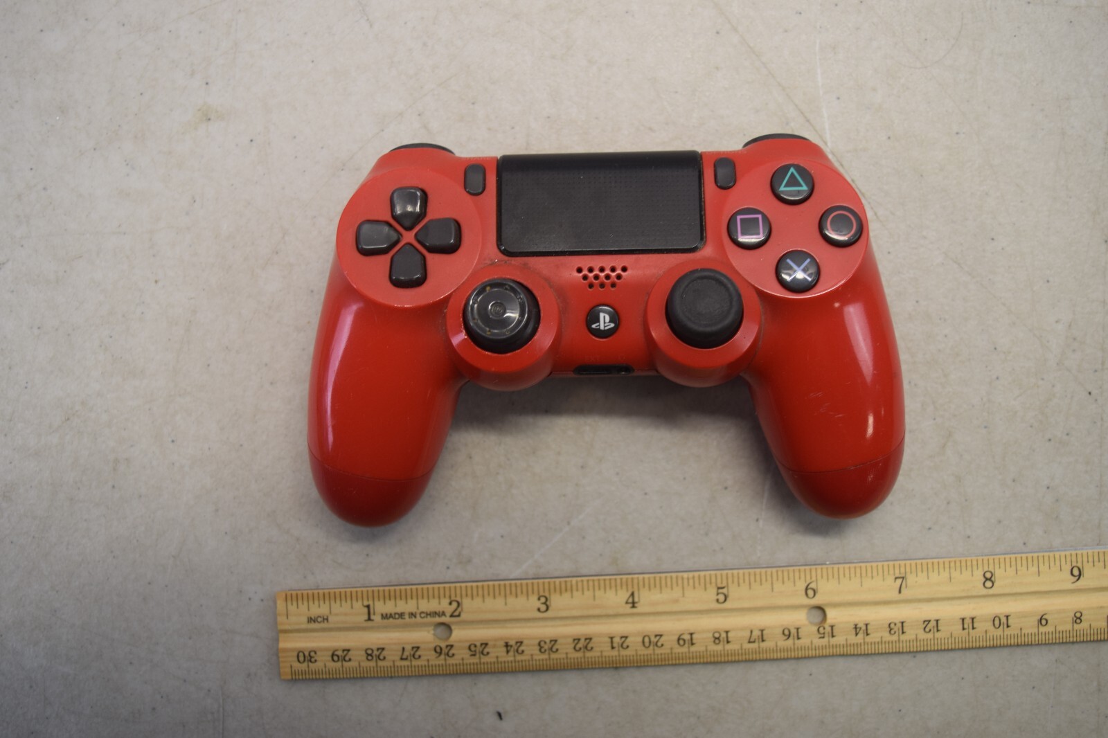 PlayStation 4 PS4 Magma Red controller (CUH-ZCT2A). Missing left thumb ...