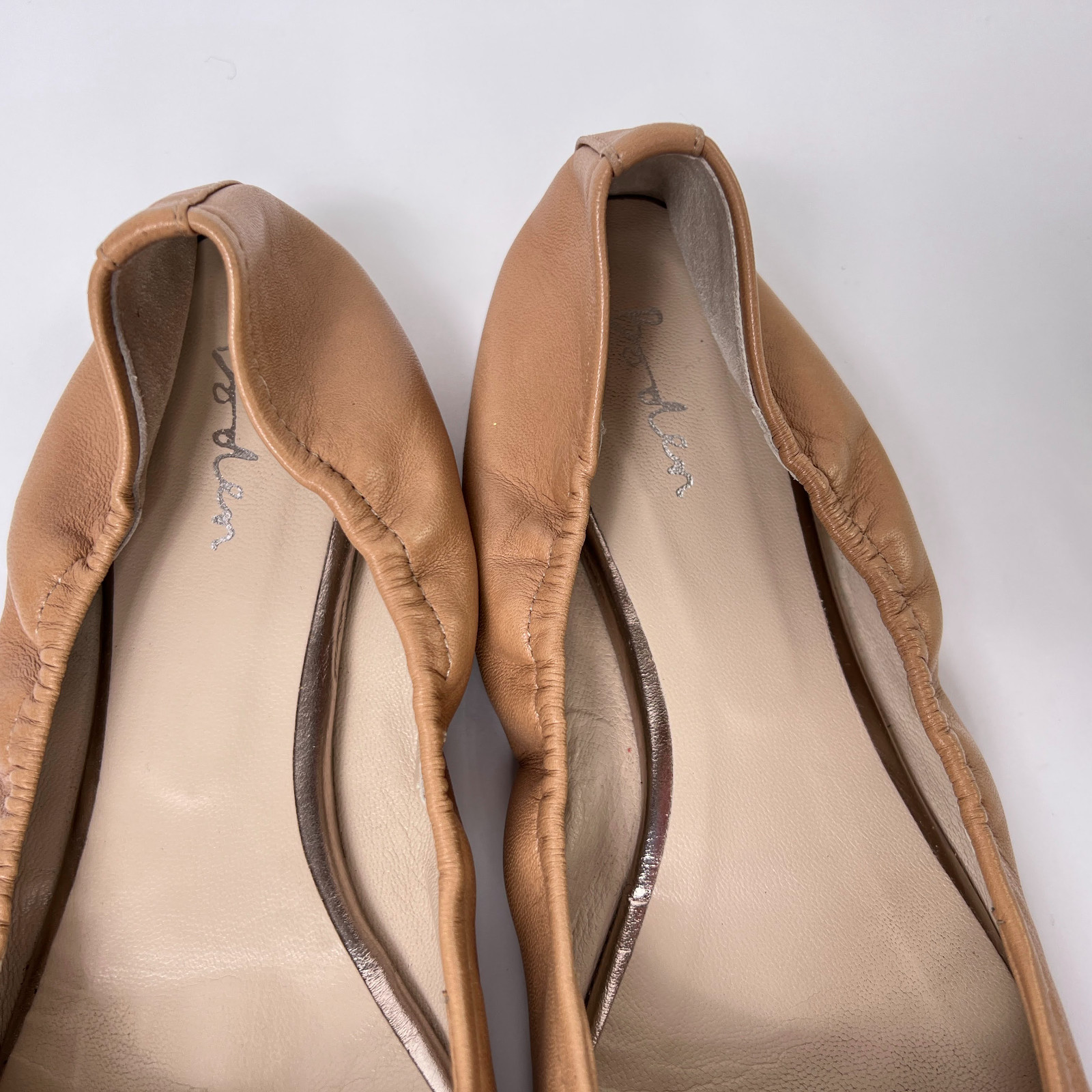Boden Light Brown Leather Silver Cap Toe Comfort Slip… - Gem