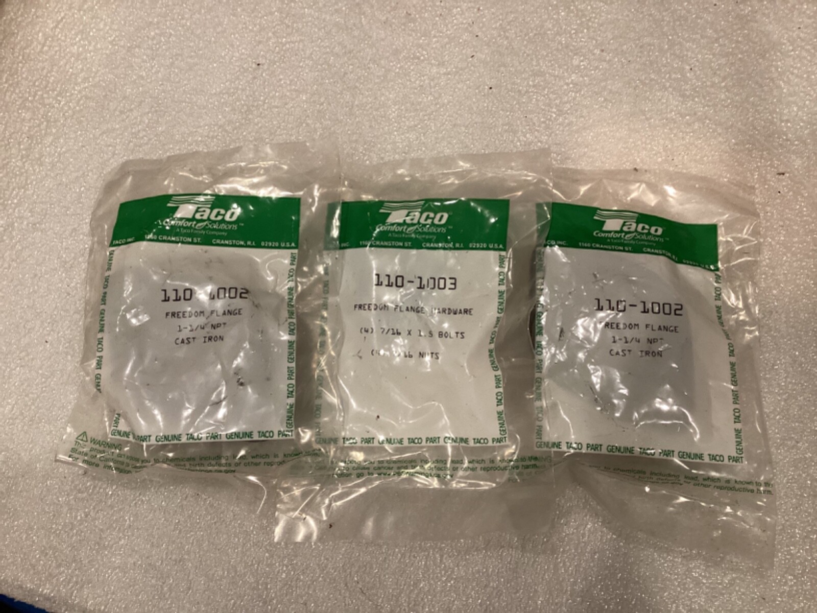 2 Taco 110-1002 Freedom Flanges 1 1/4” NPT Cast iron with bolt kit | eBay