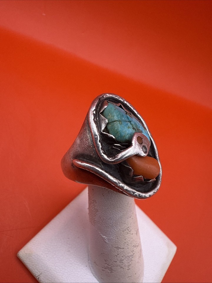 Effie Calavaza Zuni Native American 925 silver turquoise coral snake ...