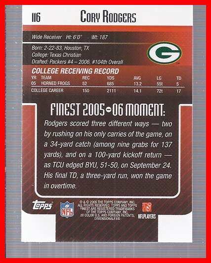 2006 Finest #116 Cory Rodgers RC - NM-MT | eBay