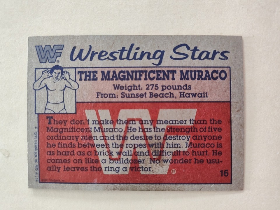 The MAGNIFICENT MURACO 1987 TOPPS WWF Wrestling Stars CARD #16 | eBay
