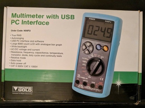 Precision Gold Digital Multimeter USB Frequency Tester Meter w/ Leads ...
