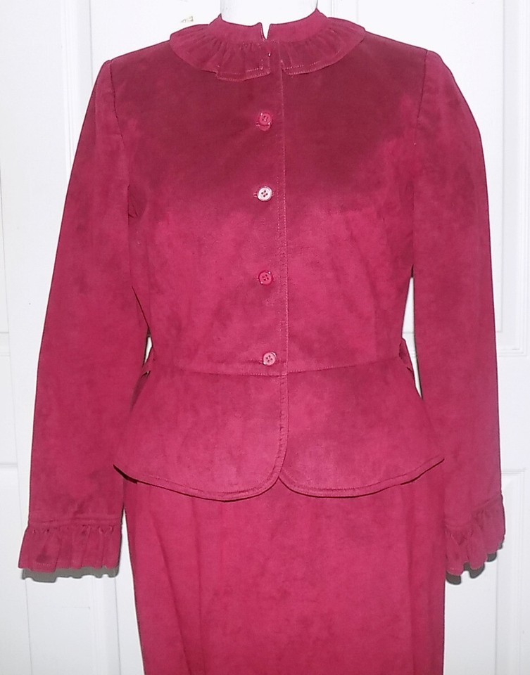 Vintage Burgundy Ultra Suede Skirt Suit Joan Leslie by Kasper Size 10 ...