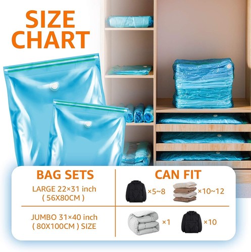 Vacuum Storage Bags 8 Pcs Space Saver Bags for Clothes Blanket compression bag | eBay