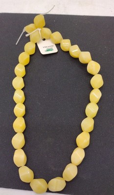 Strand of Faceted Genuine Yellow Jade Rectangle twist Gemstone Beads ...
