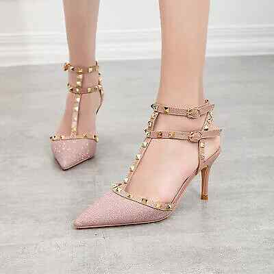 Scarpe decolte eleganti donna 8 cm rosa rivetti pelle sintetica 1447 | eBay