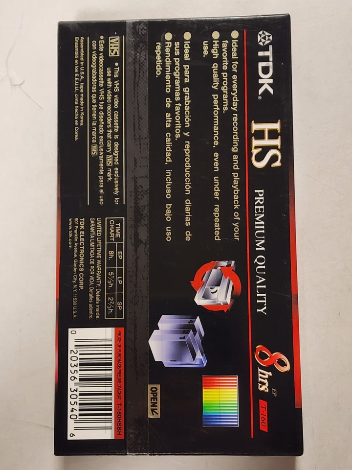 SEALED TDK PREMIUM QUALITY HS 8 HRS T-160 VHS TAPE TDK ELECTRONICS | eBay