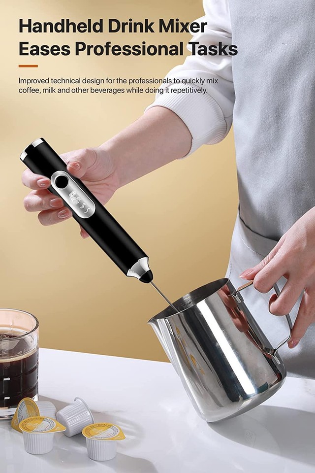 Rechargeable Electric Milk Coffee Frother Whisk Egg Beater Handheld ...