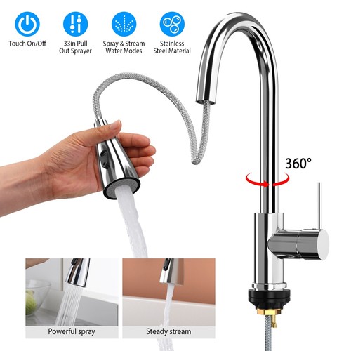 Automatic Touch Sensor Faucet Single Handle Pull Out Sink Faucet ...