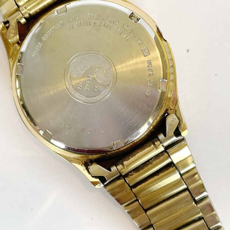 Vintage Men's Seiko Watch V748-9A19 Water Resistant Stem Issue | eBay