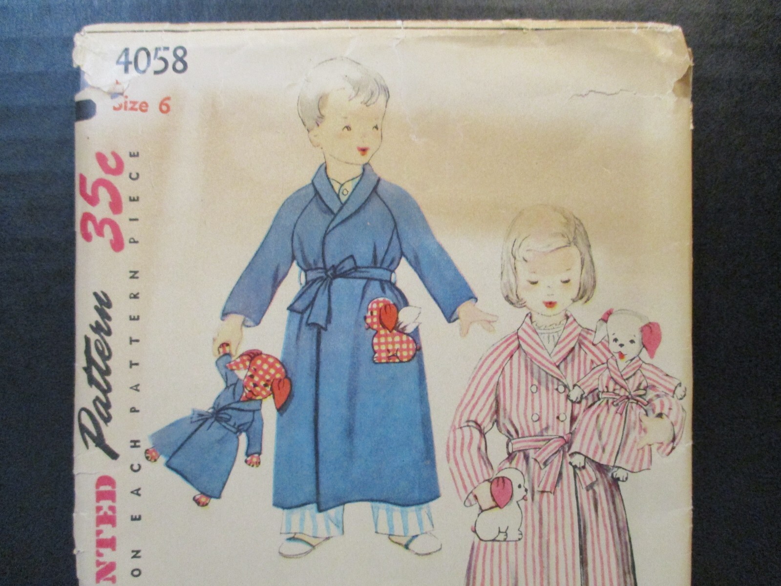 Simplicity Pattern 4058 Child Size 6 Robe Doll Doll's Robe w/Transfer ...