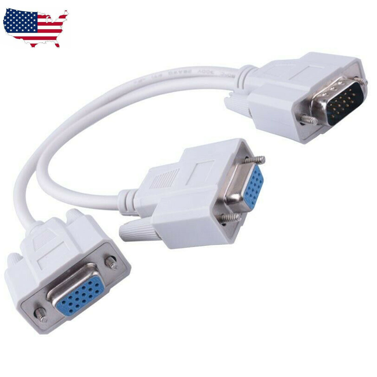 Dual VGA Split Signal Cable Lead Wire To View Monitor SVGA Y 1 To 2 ...