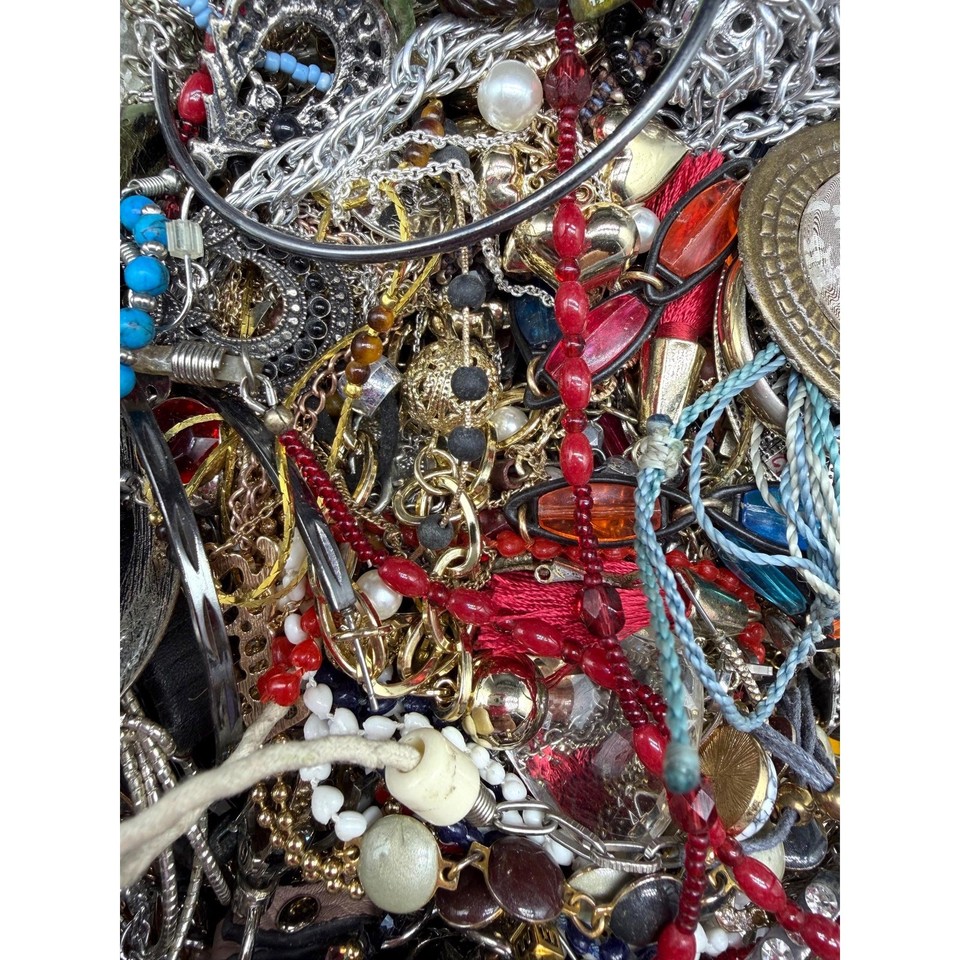 5 LBS Junk Jewelry Lot Broken Tangled Repurpose Repair Vintage Mod ...