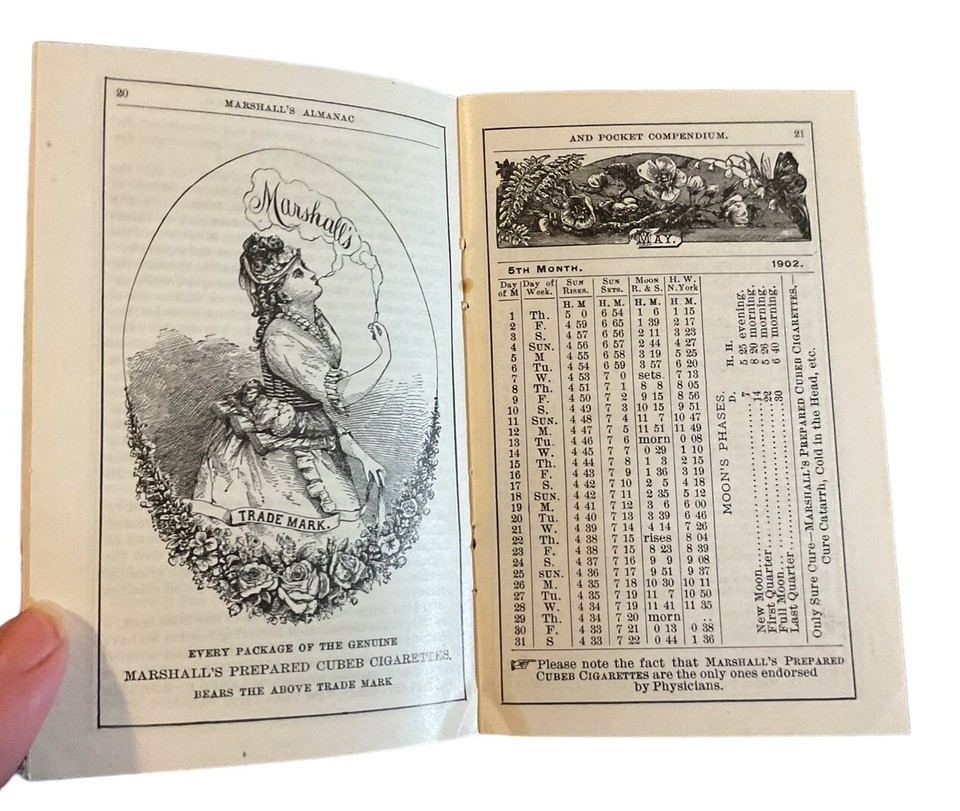 1902 Illustrated Almanac Marshall's Cubeb Cigarettes Seifert City ...