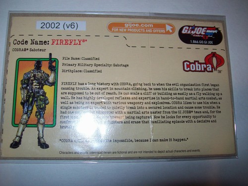 GI Joe Filecard (2002) - FIREFLY v6 - See Description | eBay