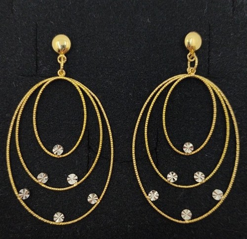 Orecchini Oro 18K 750 Mls. Extralunghi XL. Con Oro Bianco. 56 Mm. | eBay
