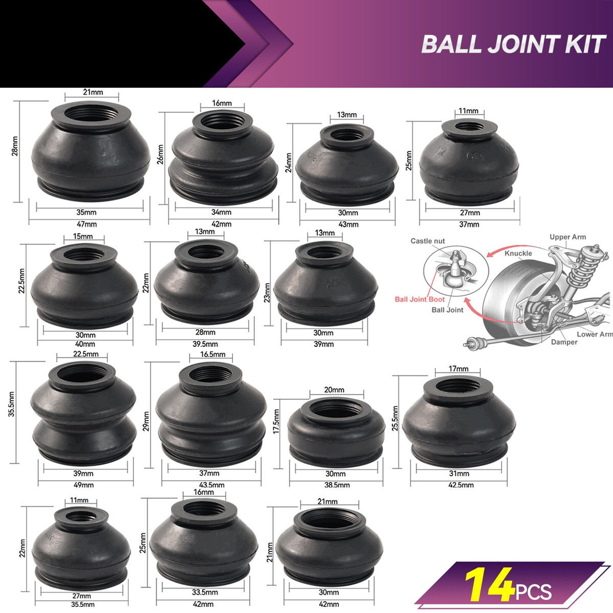 Jeep Car And Truck Tie Rod Ends 2-Pack Universal Silicone Dust Boots ...