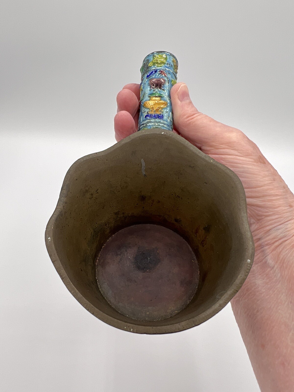 Vintage Hand Painted Cloisonne Style Enameled Handle Silk Iron | eBay