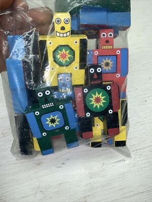 Vintage Tobar blue robot painted wood stacking toy Rocking Robots ...