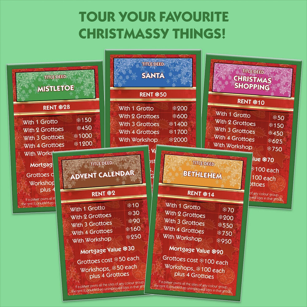 Monopoly Christmas Edition Set Tabletop Family/Party Classic Board Game ...