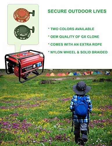 Champion Generator Pull Start Assembly w/Pull Cord for Honda GX160 Red ...