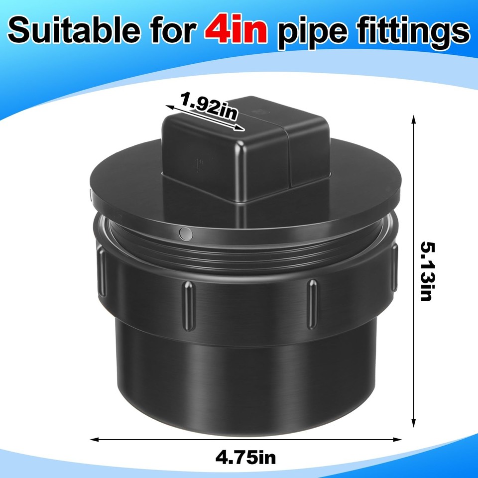 4 Inch ABS Cleanout Adapter with Plug, SPG x Cleanout, DWV Fitting ...
