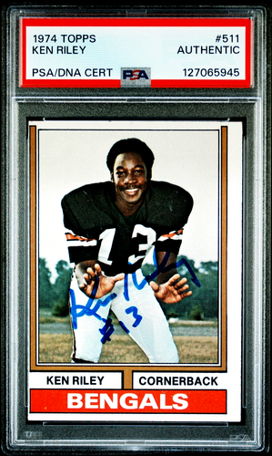 Ken Riley Autographed 1974 Topps Football HOF Bengals Card #511 NFL ...