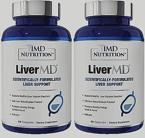 2 Packs 1MD Nutrition Liver MD - Liver Support Supplement New | Exp. 11 ...