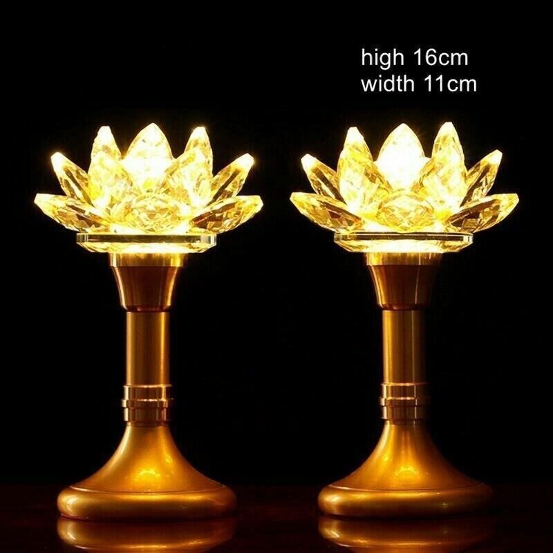 2pcs 14cm Alloy LED Lotus lamp Temple Shrine lights Worship Decoration ...