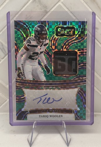 2024 NFL Panini Select Tariq Woolen Laundry Tag Green Prizm Patch Auto ...