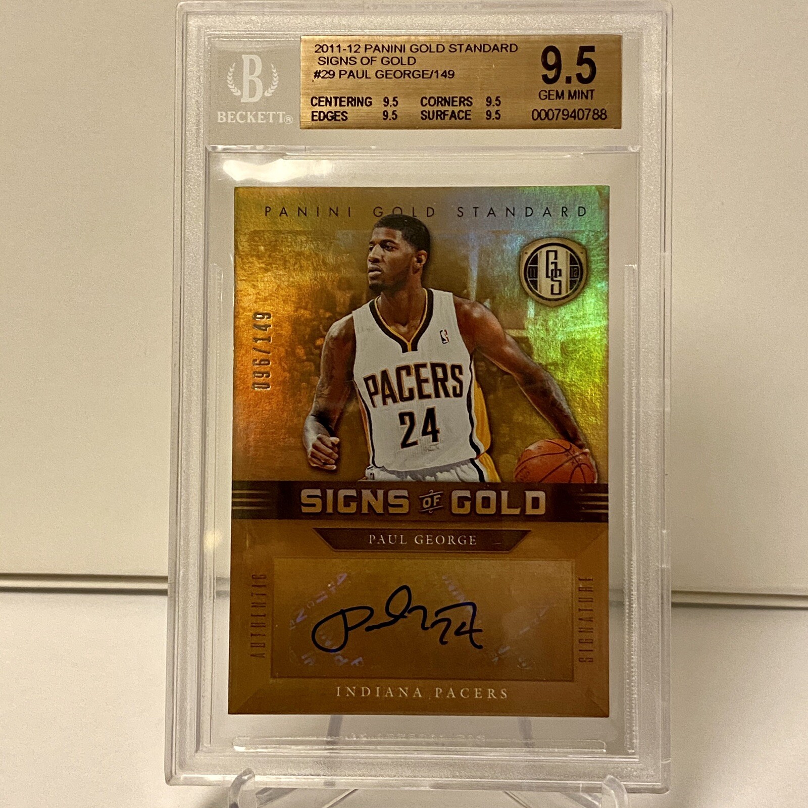 2011-12 Paul George Auto Panini Gold Standard SSP /149 BGS 9.5 / 10 ...