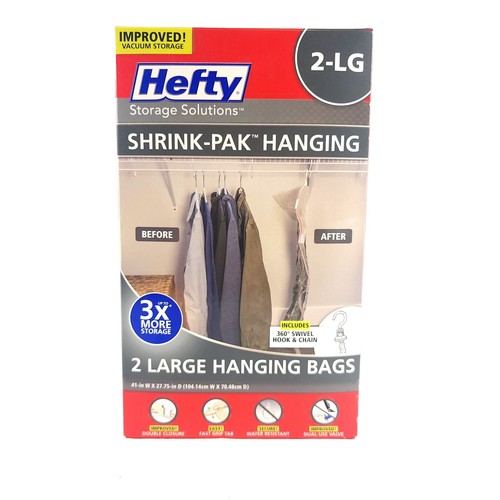 Hefty SHRINK-PAK 2 Large Hanging Bags, Vacuum Compression Storage 25947708307| eBay