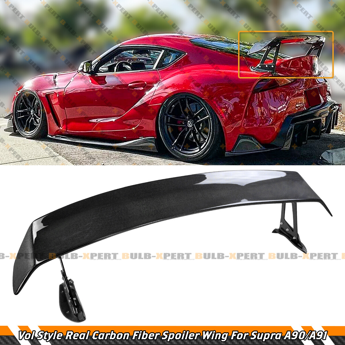 REAL CARBON FIBER VOL STYLE GT SPOILER WING FOR 2020-25 TOYOTA SUPRA GR ...