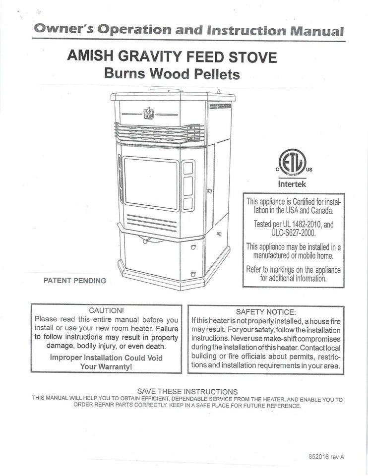 AMISH GRAVITY DROP Wood Pellet Stove Furnace,40,000 BTU, 80lb Hopper | eBay