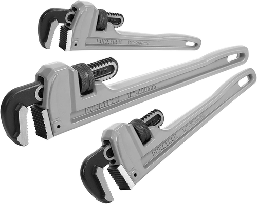 3-Piece Heavy Duty Aluminum Straight Pipe Wrench Set, 10", 14", 18 ...