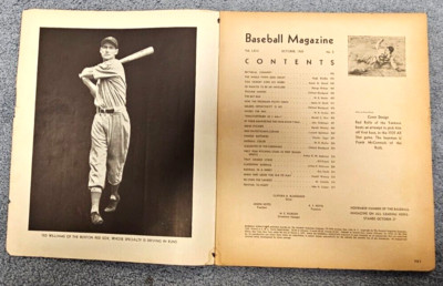 1939 Baseball Magazine (Oct.) w/Ted Williams on inside front cover EX ...