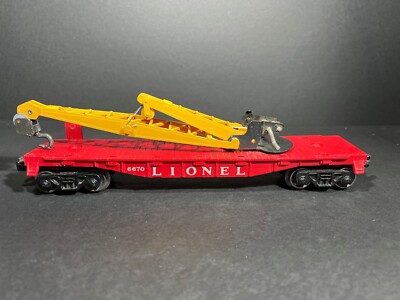 1959-60 Lionel 6670 Red Flatcar with Yellow Derrick -Left Side Stamp | eBay
