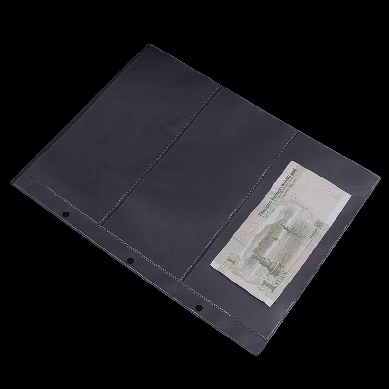 10X Note Pages Album Paper Money 3 Pockets Banknote Holders Storage ...