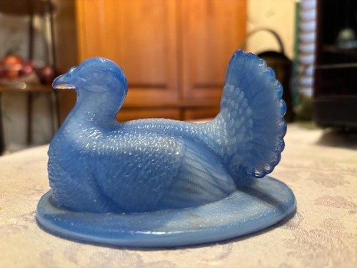 Lovely Boyd Blue Slag Glass Turkey – LID ONLY – Great display piece ...