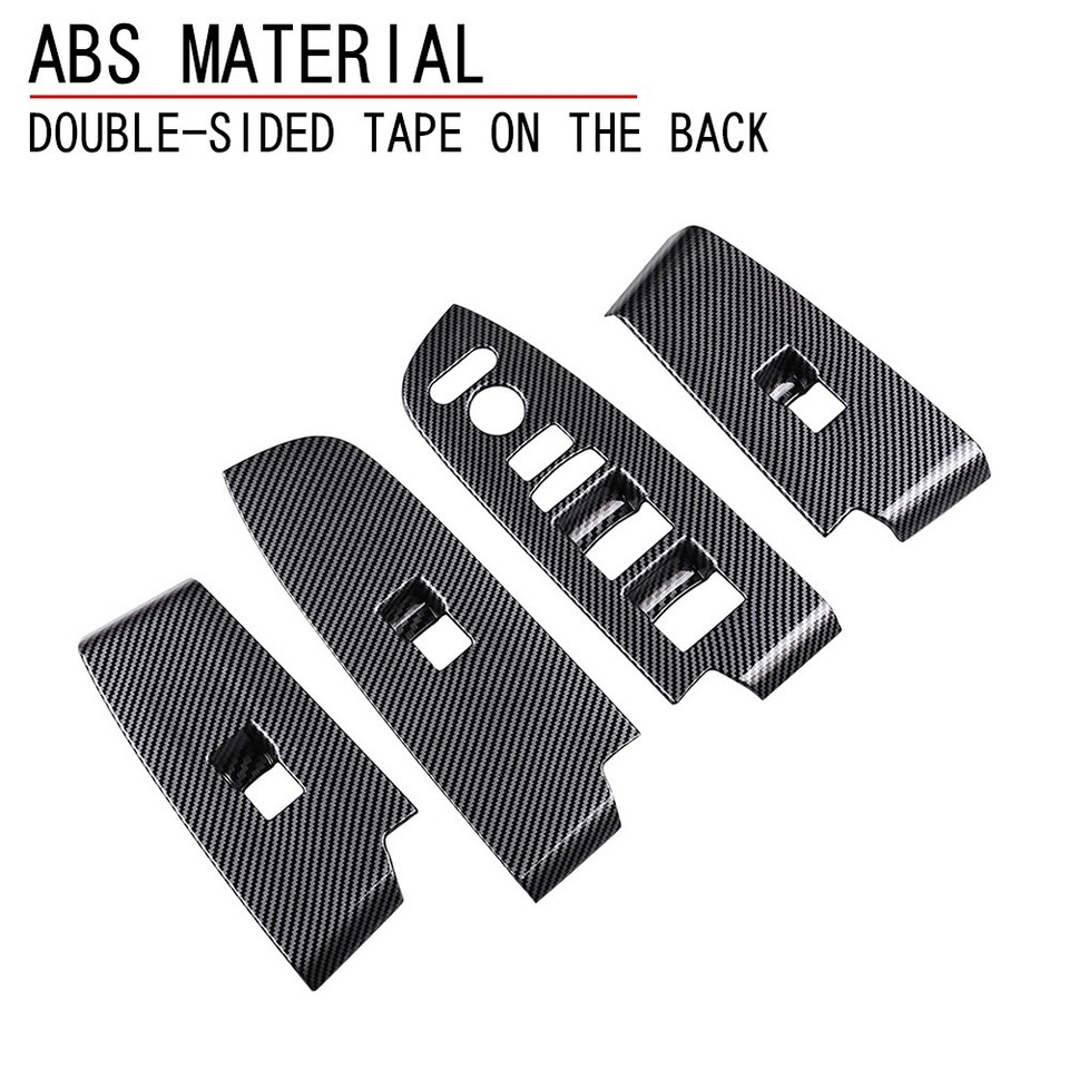 Carbon Fiber Window Glass Lift Button Trim Cover Door Armrest Panel7555 ...