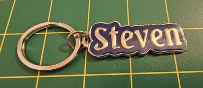 Blue And Silver Name Keychain STEVEN, Personalized Metal Keyring (B3B2 ...