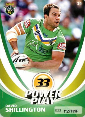 2013 CANBERRA RAIDERS NRL Card DAVID SHILLINGTON Power Play | eBay ...