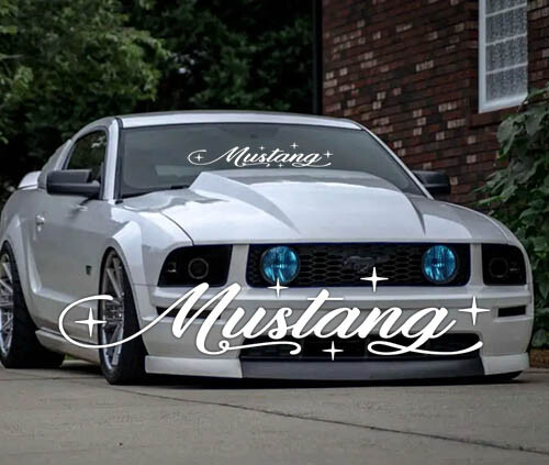 Mustang Script Windshield logo text Banner Vinyl Decal Sticker Fits ...