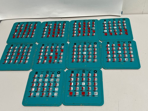 Bingo King Vintage Teal Bingo Cards Lot of 10 Shutter Stitched Board ...